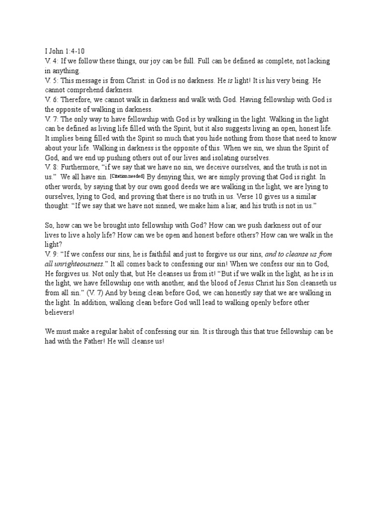 Commentary On I John 1 | PDF