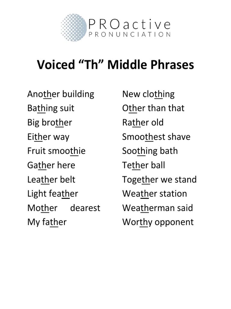 011 Part+two Voiced+th+middle+phrases | PDF