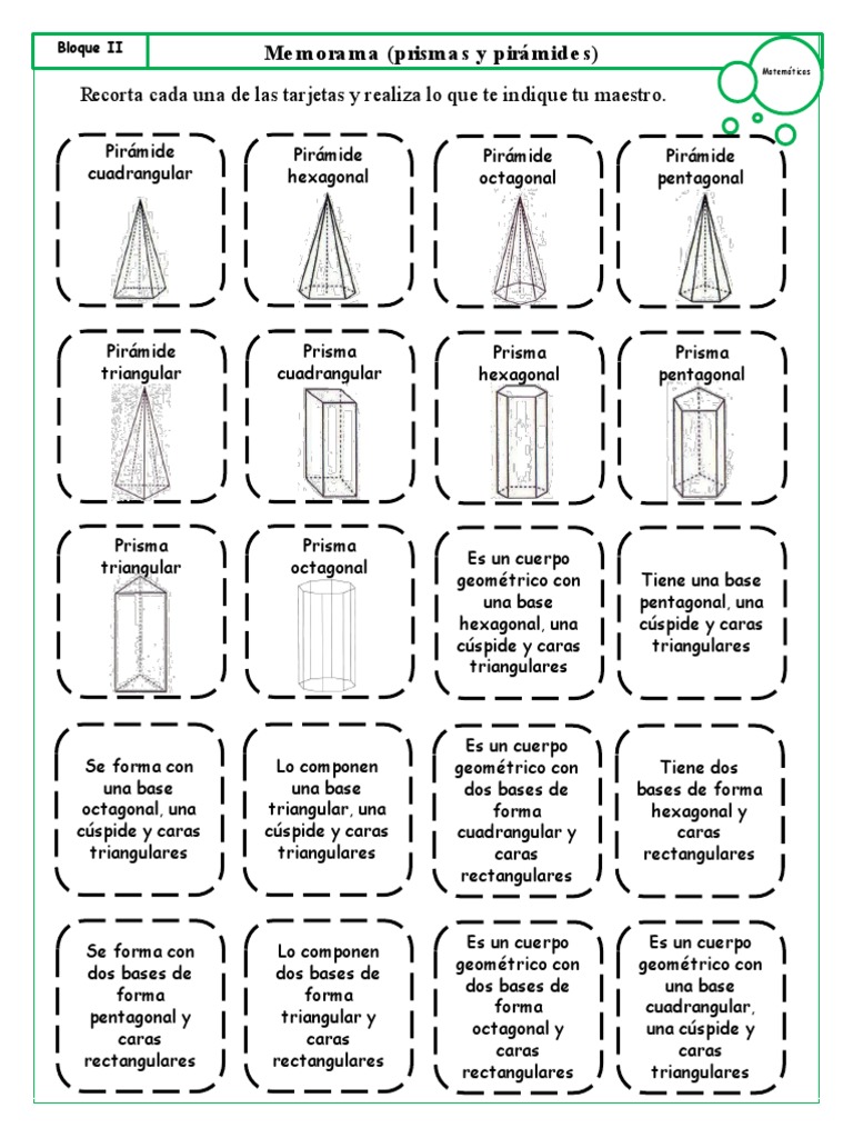 Memorama de Cuerpos Geometricos (Prismas y Piramides) | PDF | Geometría ...