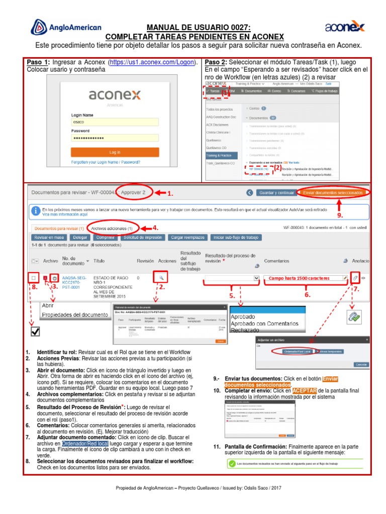 MANUAL DE USUARIO Nro 0027 Completar Tareas en ACONEX | PDF | Desarrollo de software | Software