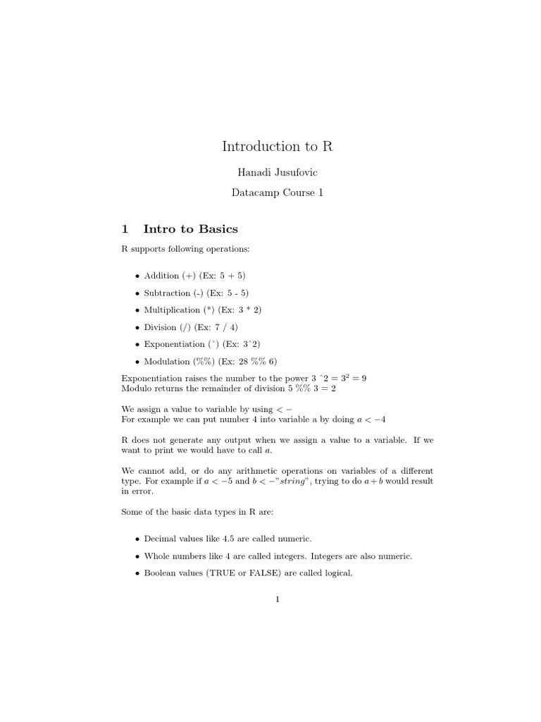 Introduction to R | PDF