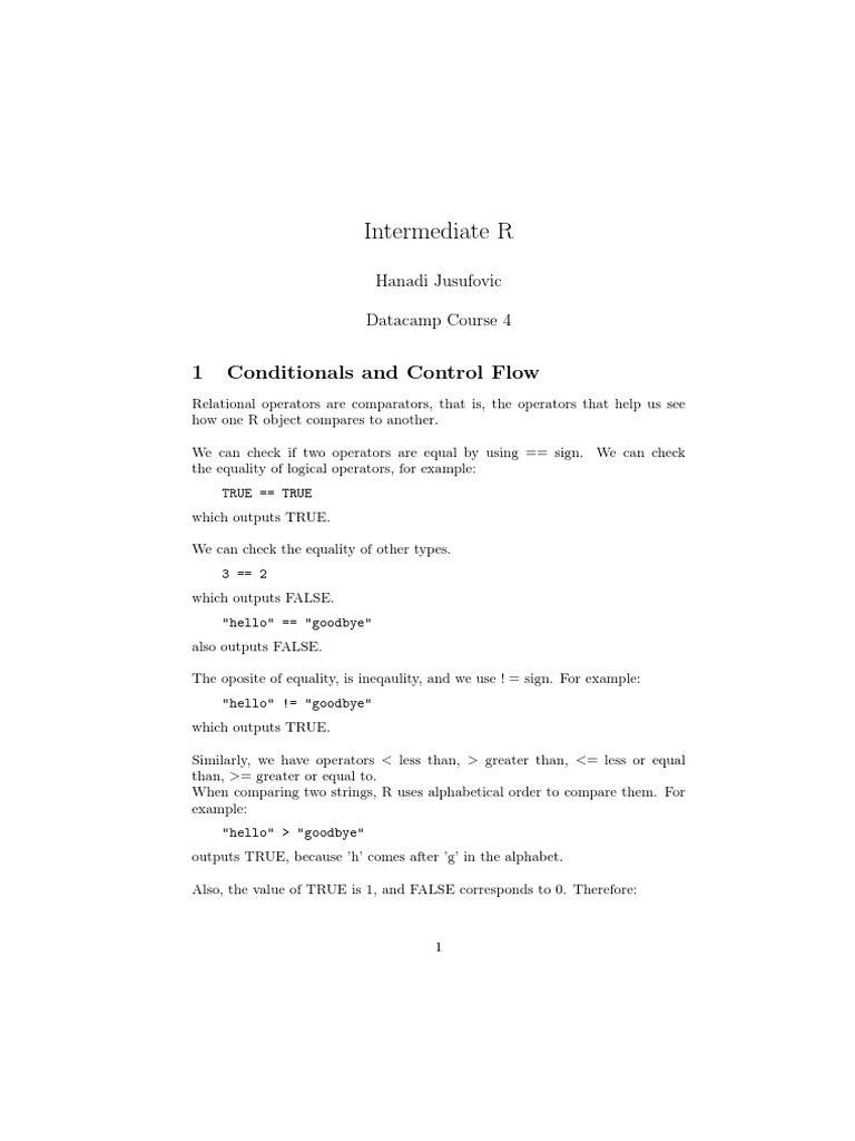 Intermediate R | PDF | Function (Mathematics) | Matrix (Mathematics) Intermediate R | PDF | Function (Mathematics) | Matrix (Mathematics)