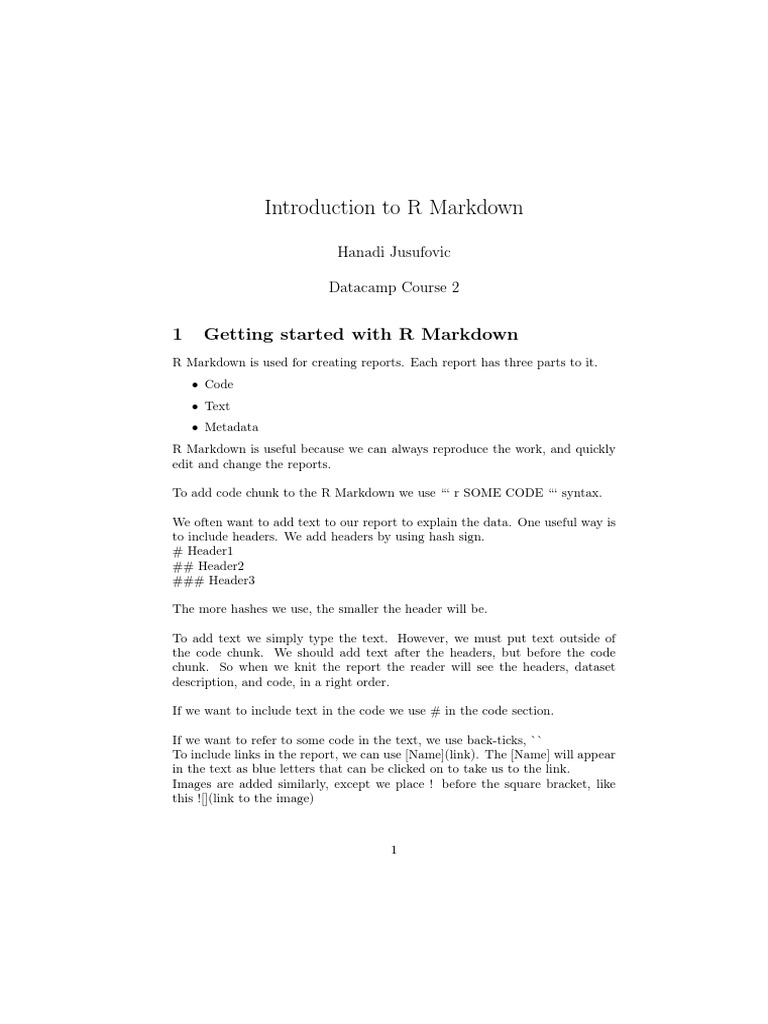Introduction To R Markdown | PDF | Parameter (Computer Programming) | Computing