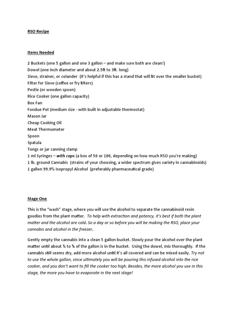 RSO Recipe | PDF