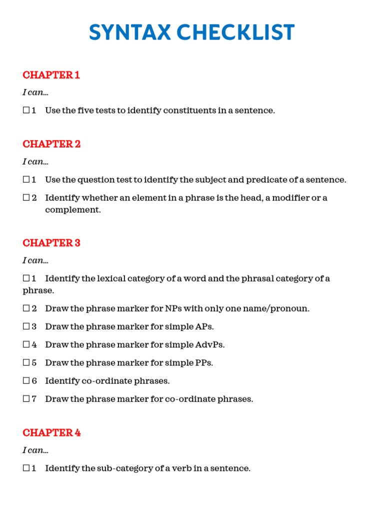 Checklist Syntax | PDF