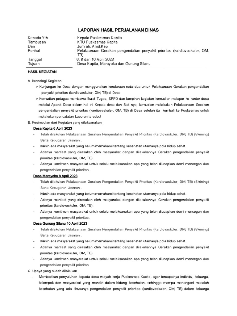 LHPD 4 Gerakan Pengendalian Penyakit | PDF