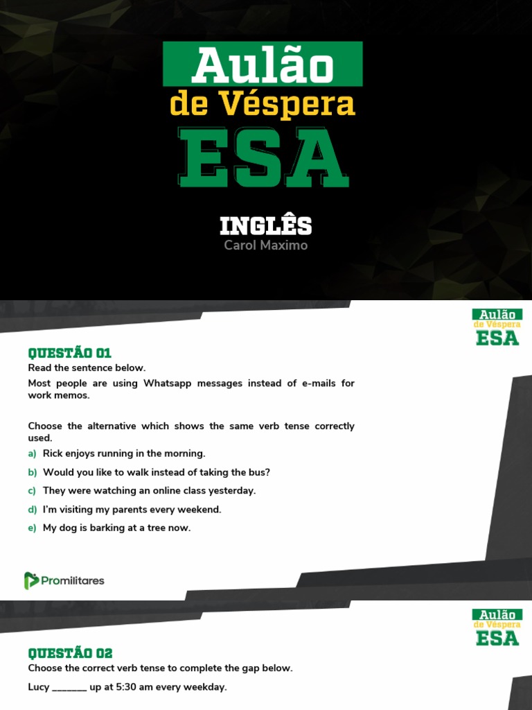 Aulão de Véspera Esa - Inglês - Carol Maximo | PDF