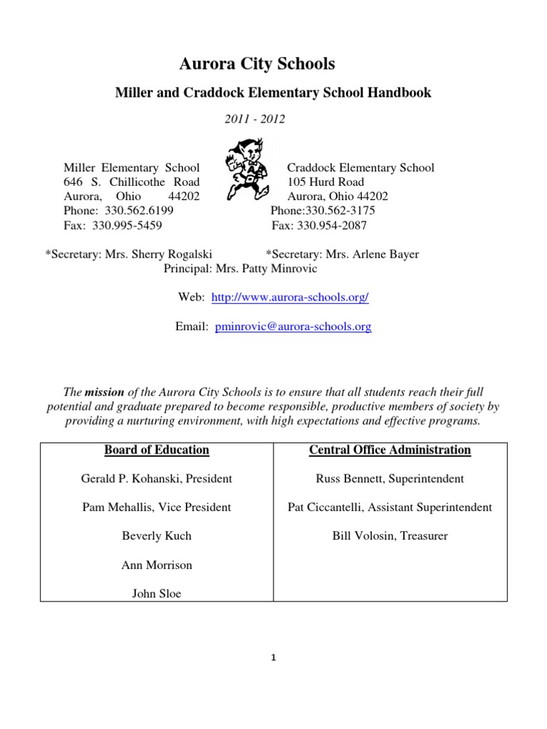 Aurora City Schools: Miller and Craddock Elementary School Handbook ...