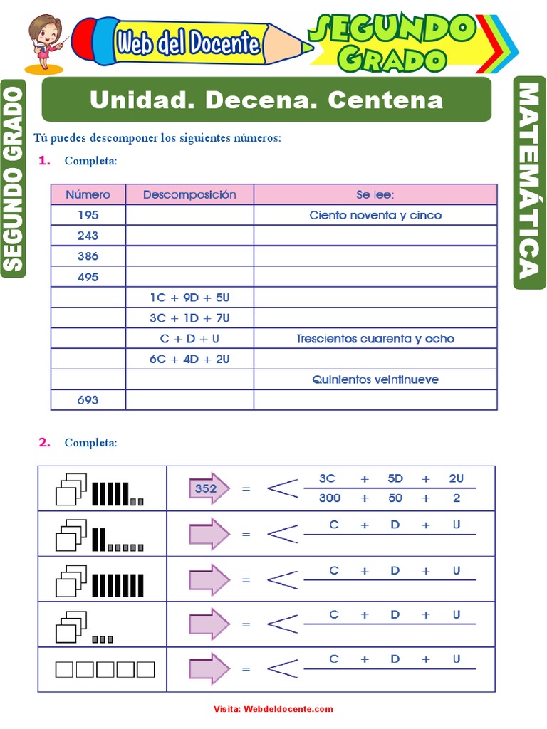 Unidad-Decena-Centena-para-Segundo-Grado-de-Primaria (1) | PDF