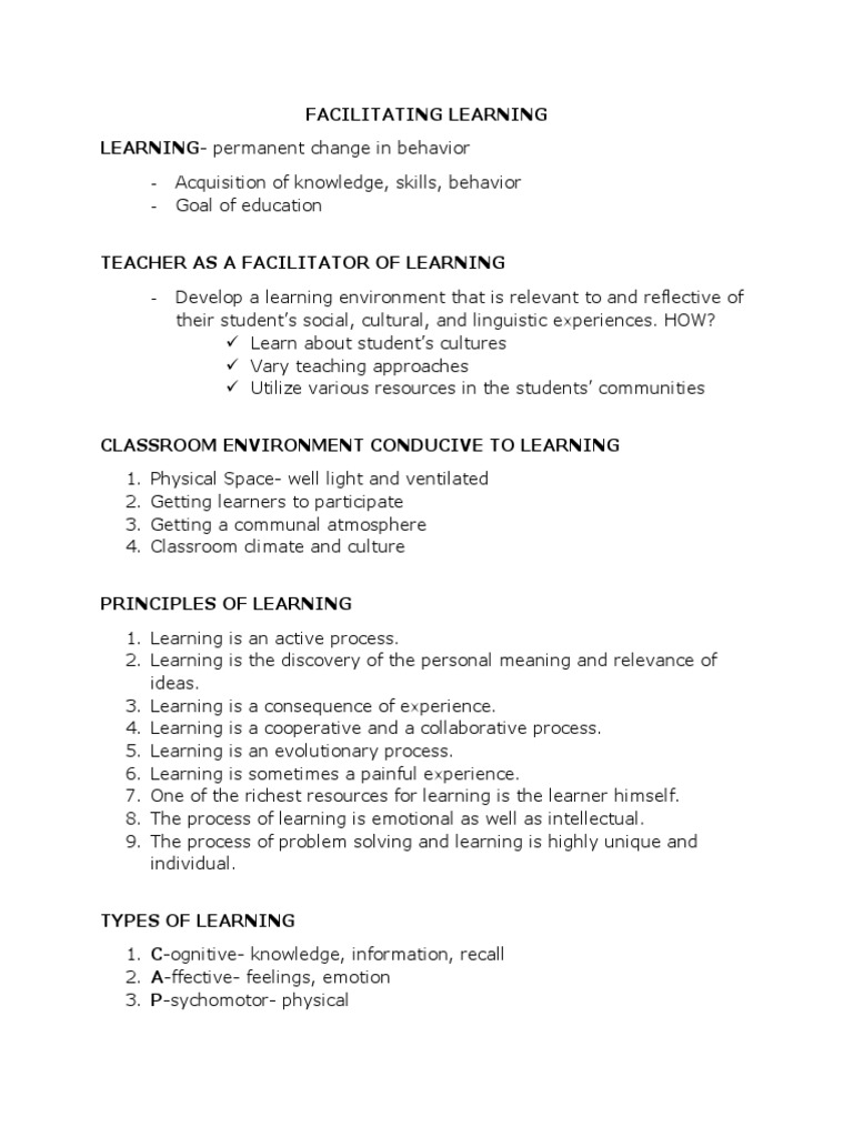 Facilitating Learning | PDF | Learning | Classical Conditioning