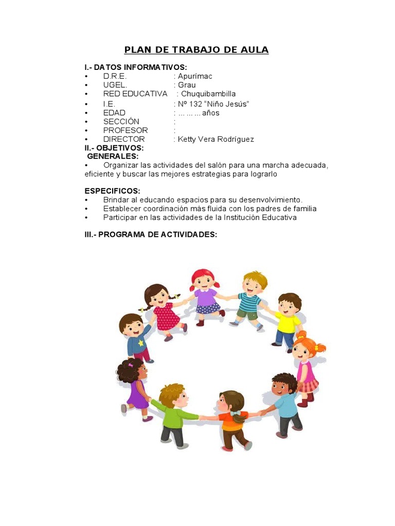 Ejemplos de Plan de Trabajo de Aula | PDF