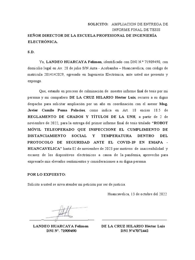 Solicitud de Ampliacion-2 Tesis | PDF