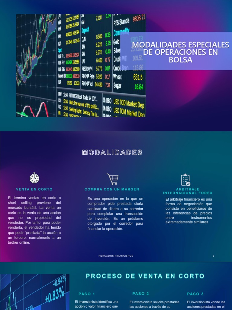 Modalidades Especiales de Operaciones en Bolsa | PDF | Arbitraje | Compartir (Finanzas)