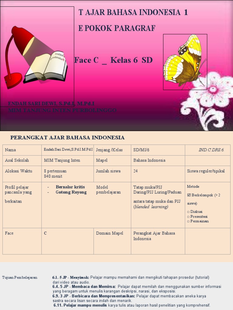 Modul Ajar Bahasa Indonesia 6 (Ide Pokok Paragraf) | PDF