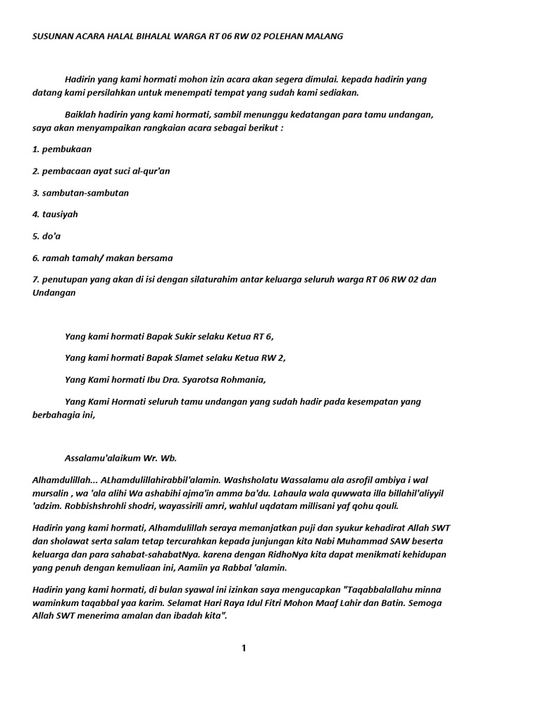 Susunan Acara Halal Bihalal Pdf