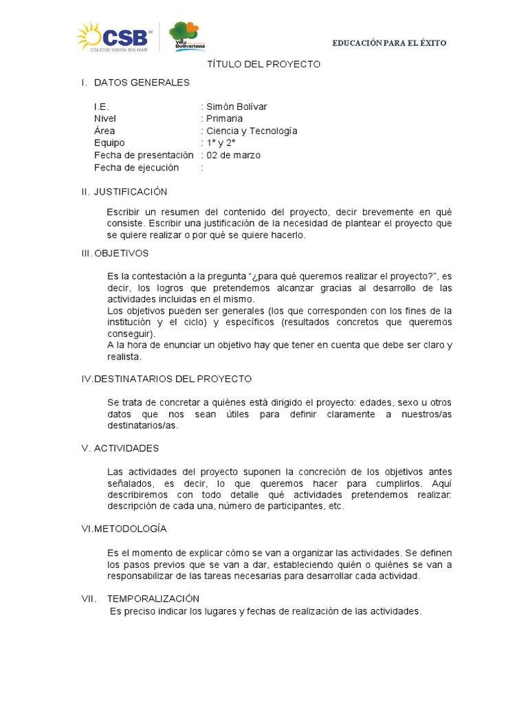 FORMATO PARA PROYECTO | PDF