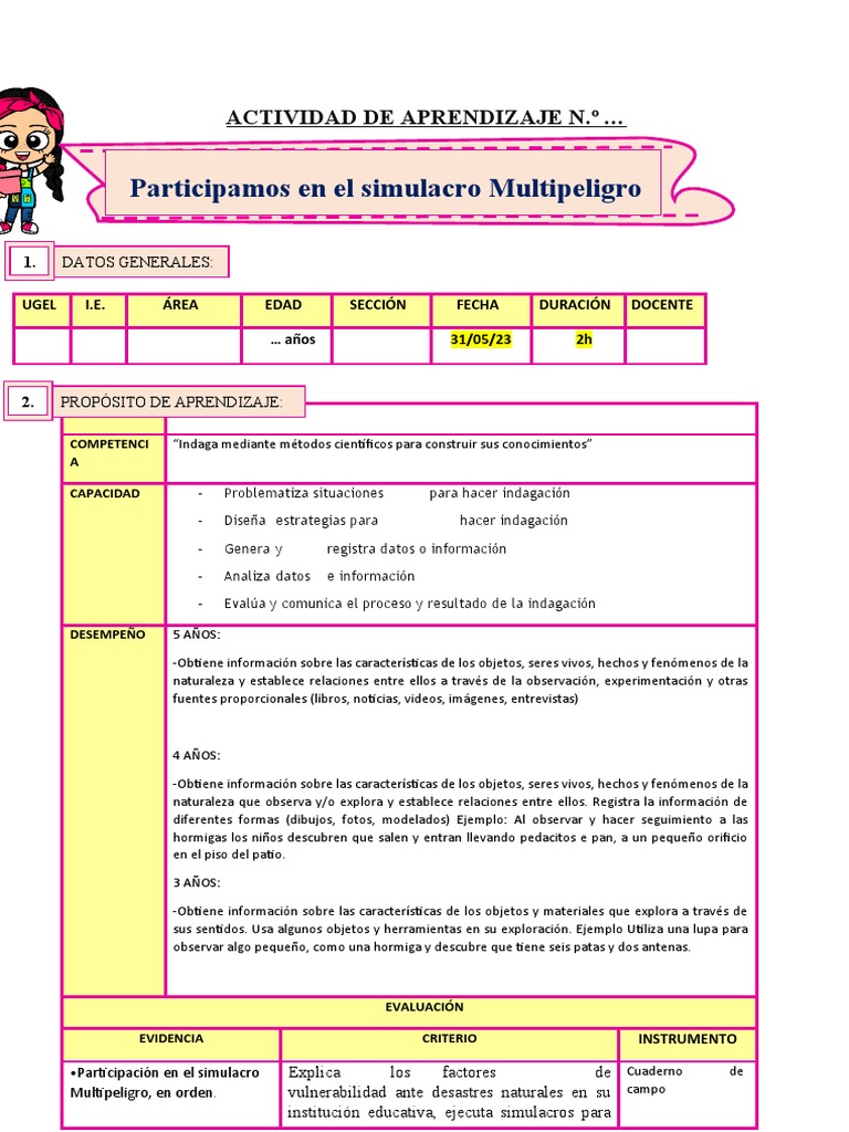 Sesión Simulacro - Inicial | PDF