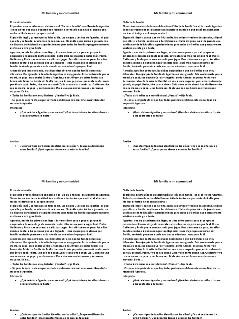 Mi Familia y Mi Comunidad IMPRIMIR 5 HOJAS | PDF