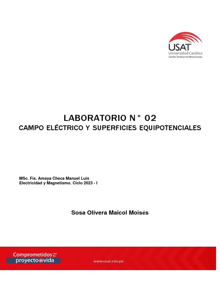 Laboratorio #02. Campo Eléctrico y Superficies Equipotenciales. Electricidad y Magnetismo | PDF ...