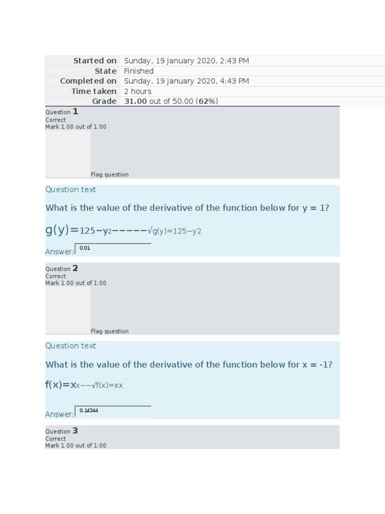 What Is The Value of The Derivative of The Function Below For y 1? 125 y | PDF | Tangent ...