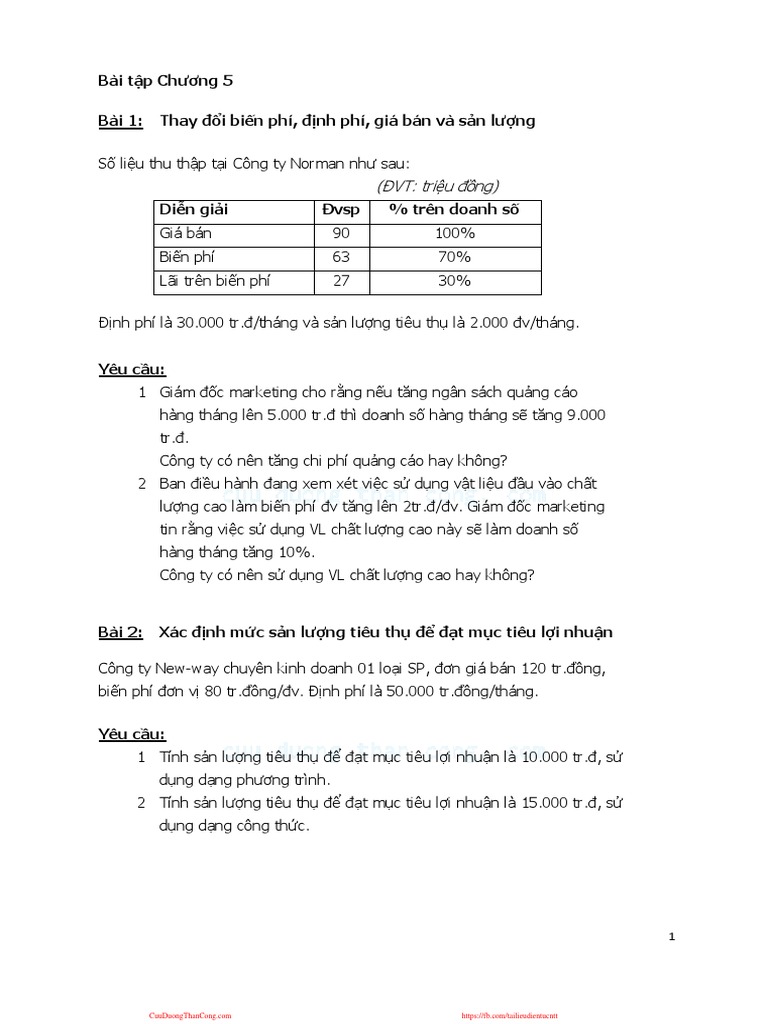 Ke-Toan-Quan-Tri - Bai-Tap-Ch.5 - (Cuuduongthancong - Com) | PDF