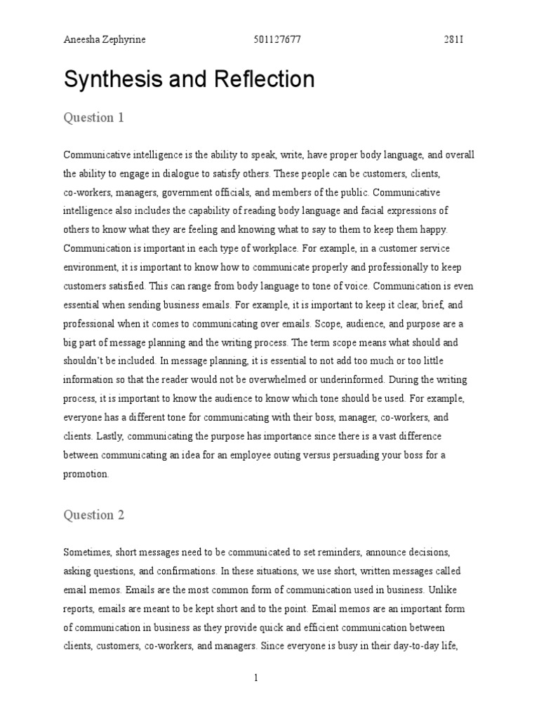CMN279 - Assignment #1 Synthesis and Reflection | PDF | Communication | Body Language
