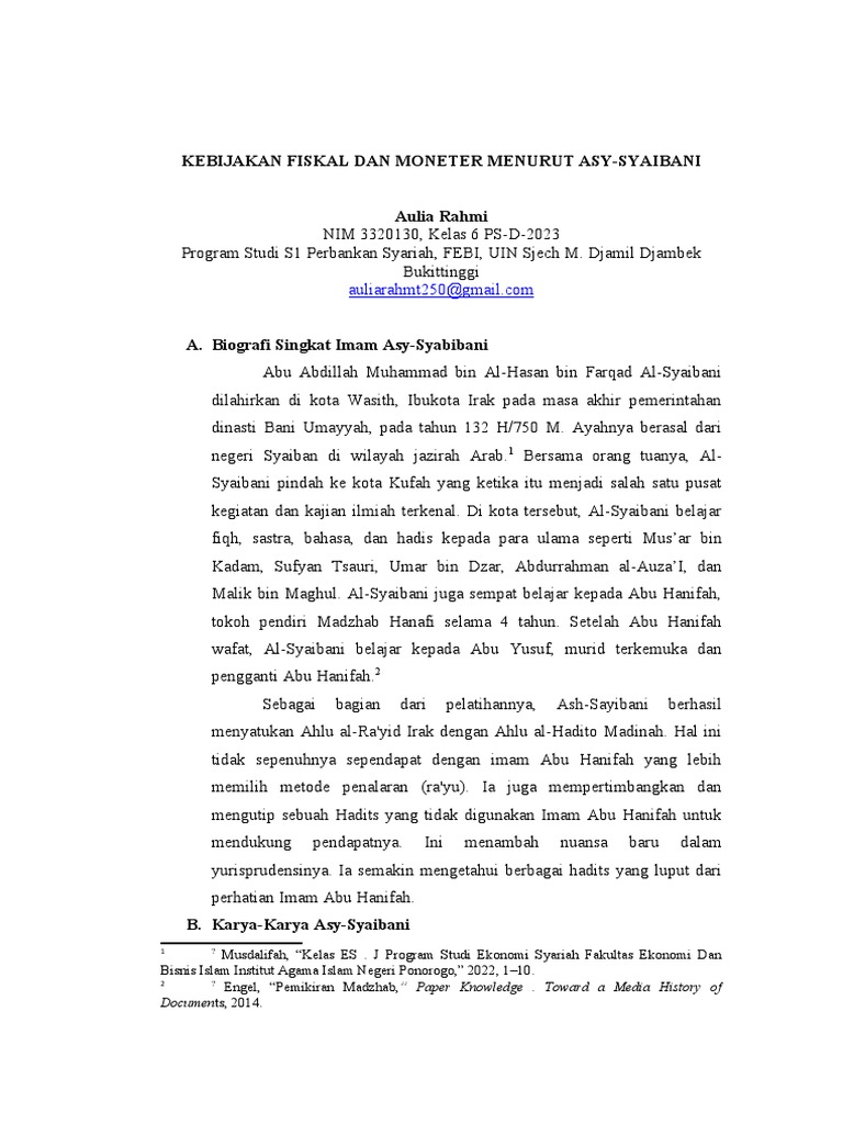 Aulia Rahmi 3320130 UAS Fiskal Dan Moneter | PDF | Agama & Spiritualitas