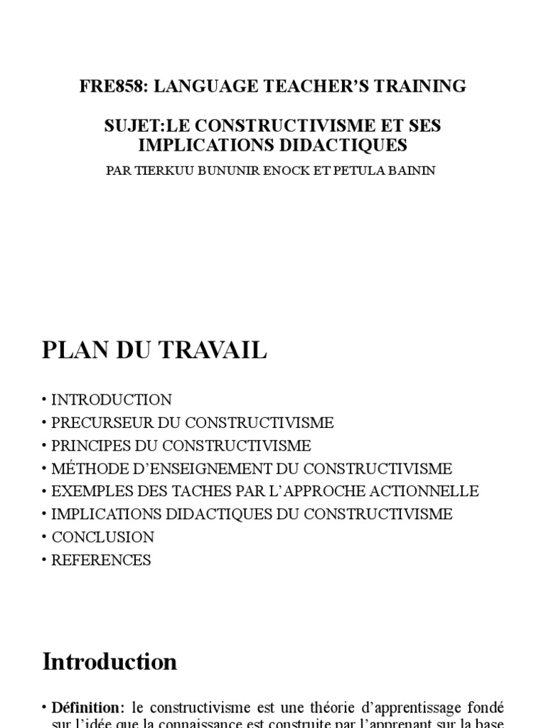 Le Constructivisme Et Ses Implications Didactiques | PDF ...