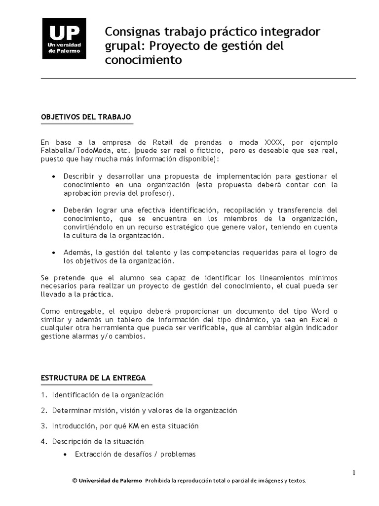 Consignas Trabajo Práctico Integrador | PDF | Conocimiento administrativo | Business
