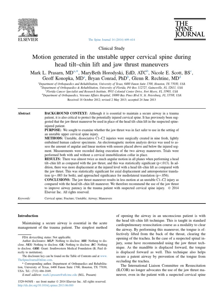 Manuver Head Tilt-Chin Lift-Jaw Thrust | PDF | Spinal Cord Injury ...