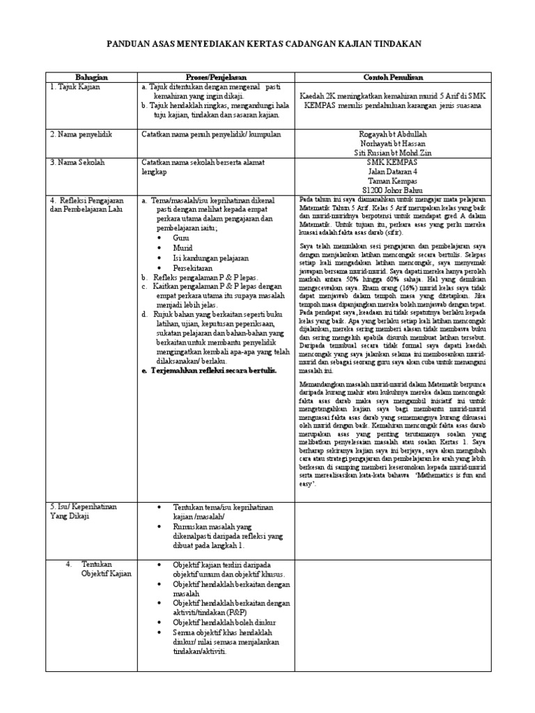 Panduan Asas Menyediakan Kertas Cadangan Kajian Tindakan | PDF Panduan Asas Menyediakan Kertas Cadangan Kajian Tindakan | PDF