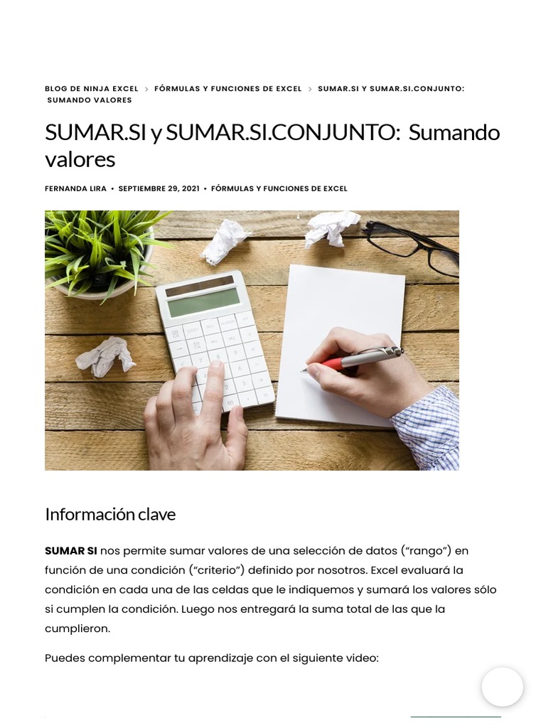 SUMAR - SI y SUMAR - SI.CONJUNTO - Sumando Valores | PDF | Microsoft Excel | Función (Matemáticas)