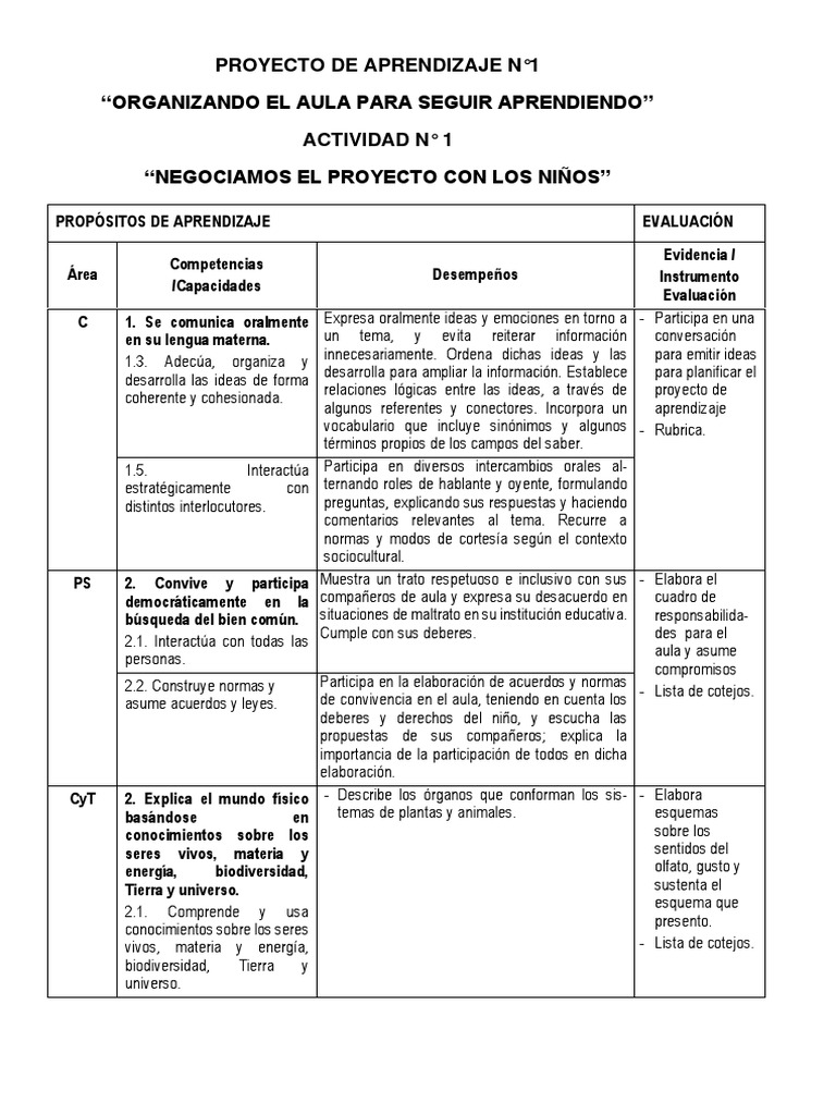 Proyecto de Aprendizaje n | PDF