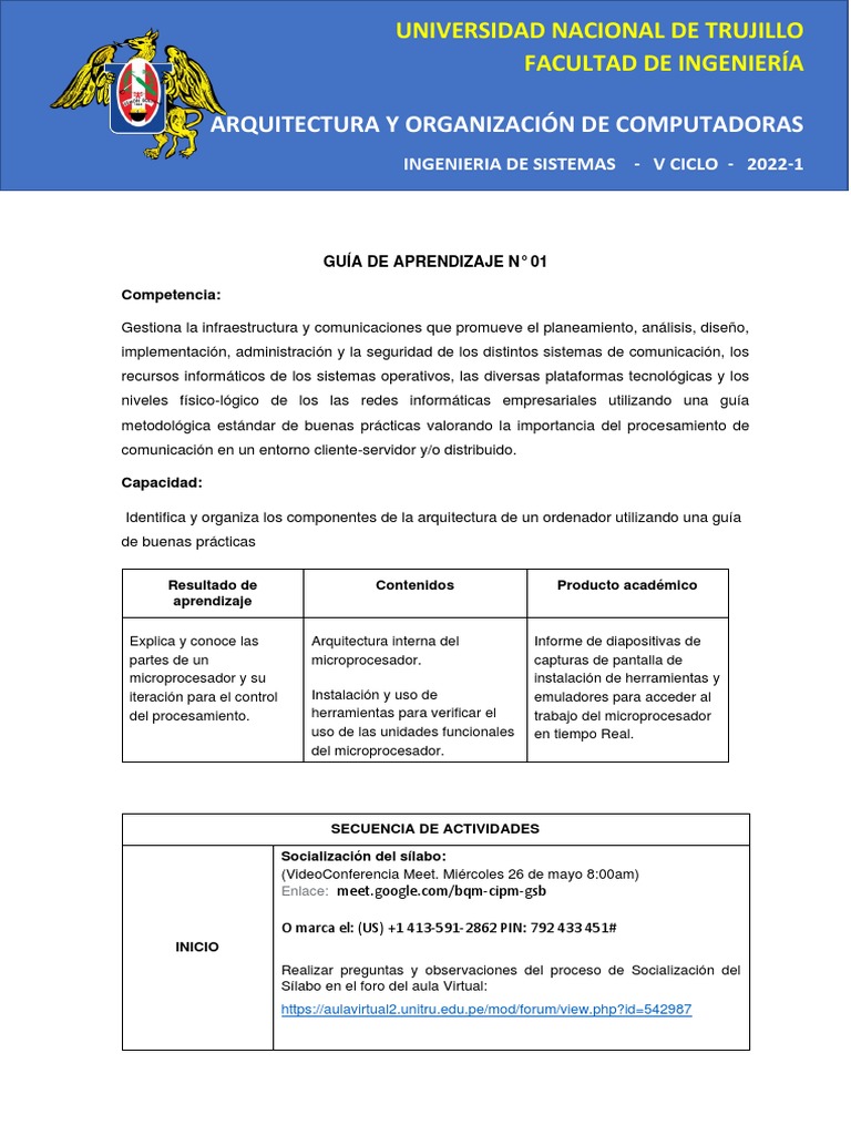 Guia de Aprendizaje #01 | PDF | Microprocesador | Ingeniería de Sistemas
