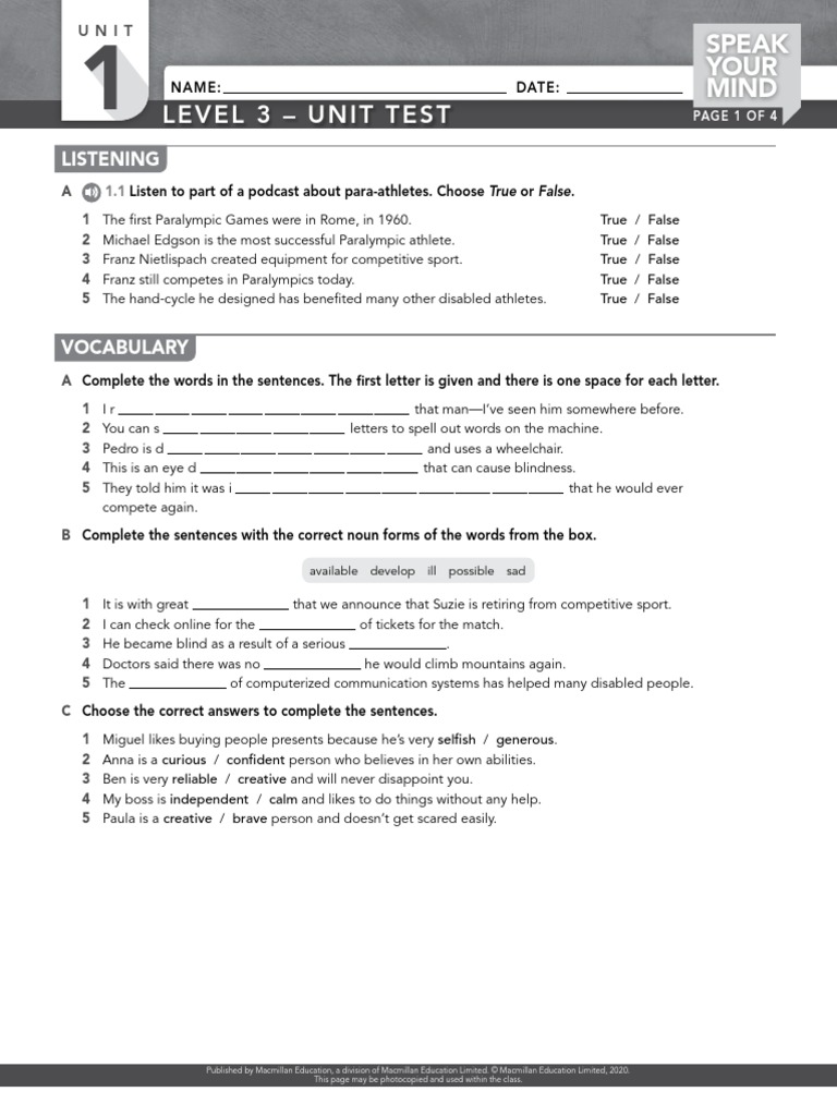 SYM 3 U01 Test | PDF