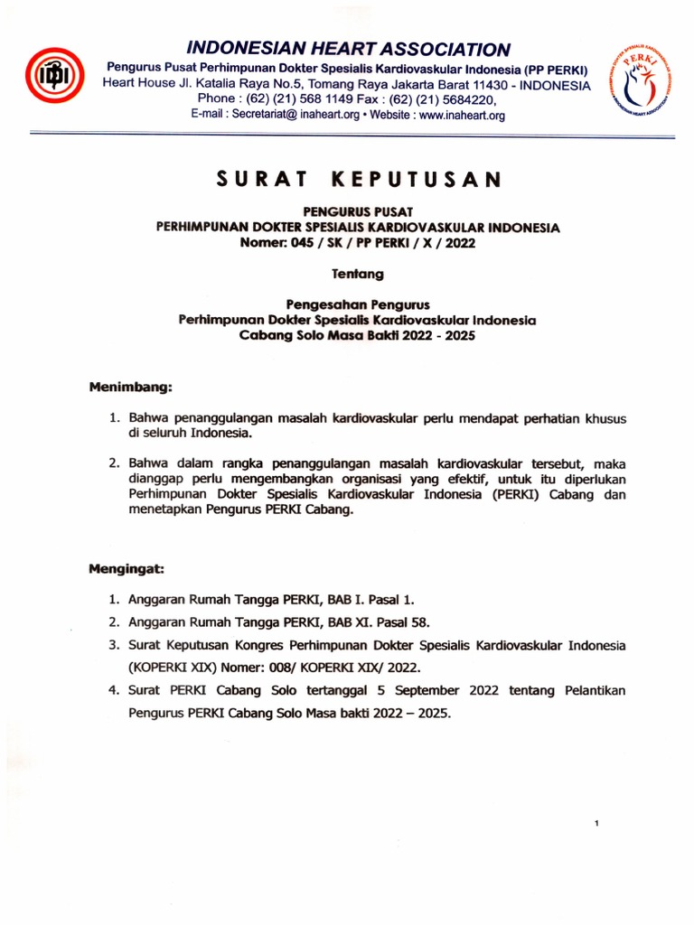 Pengurus Perki Solo 2022-2025 | PDF