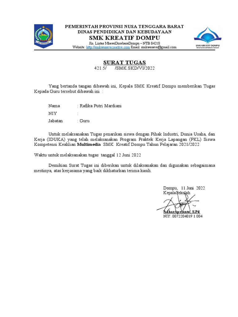 Surat Tugas Penjemputan | PDF