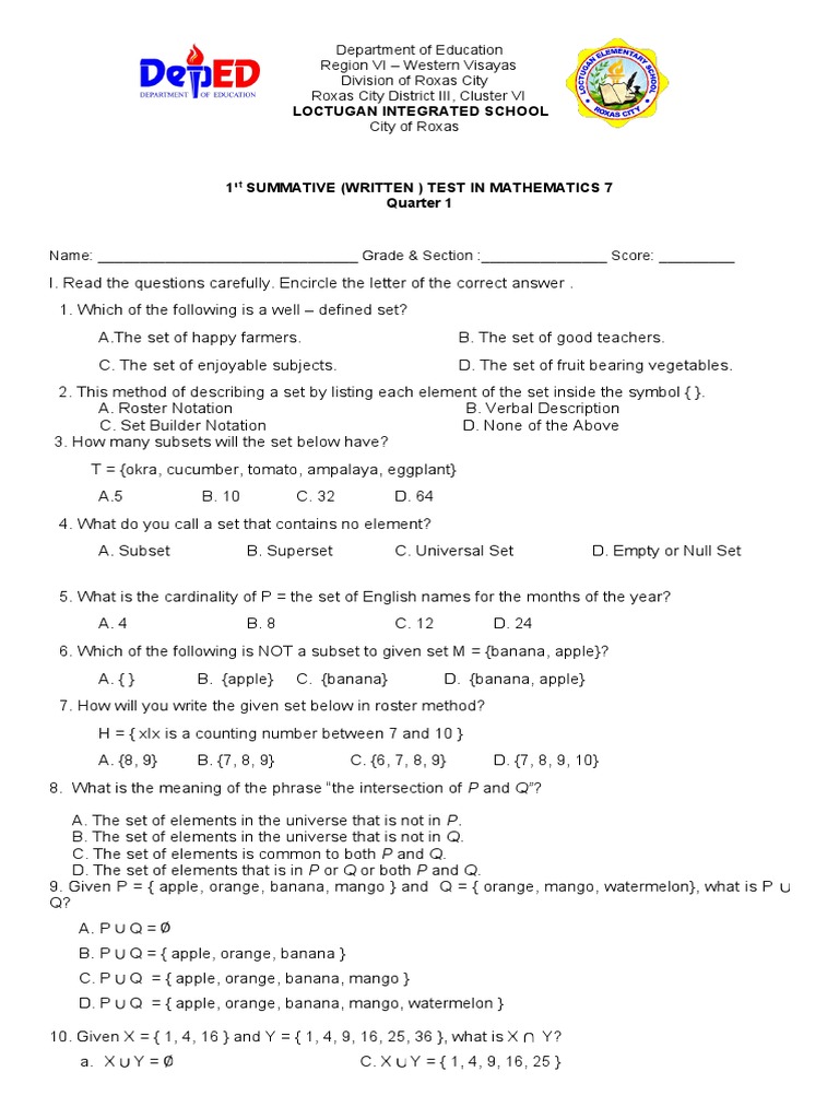summative test in math 7 lifs | PDF | Numbers | Mathematical Concepts