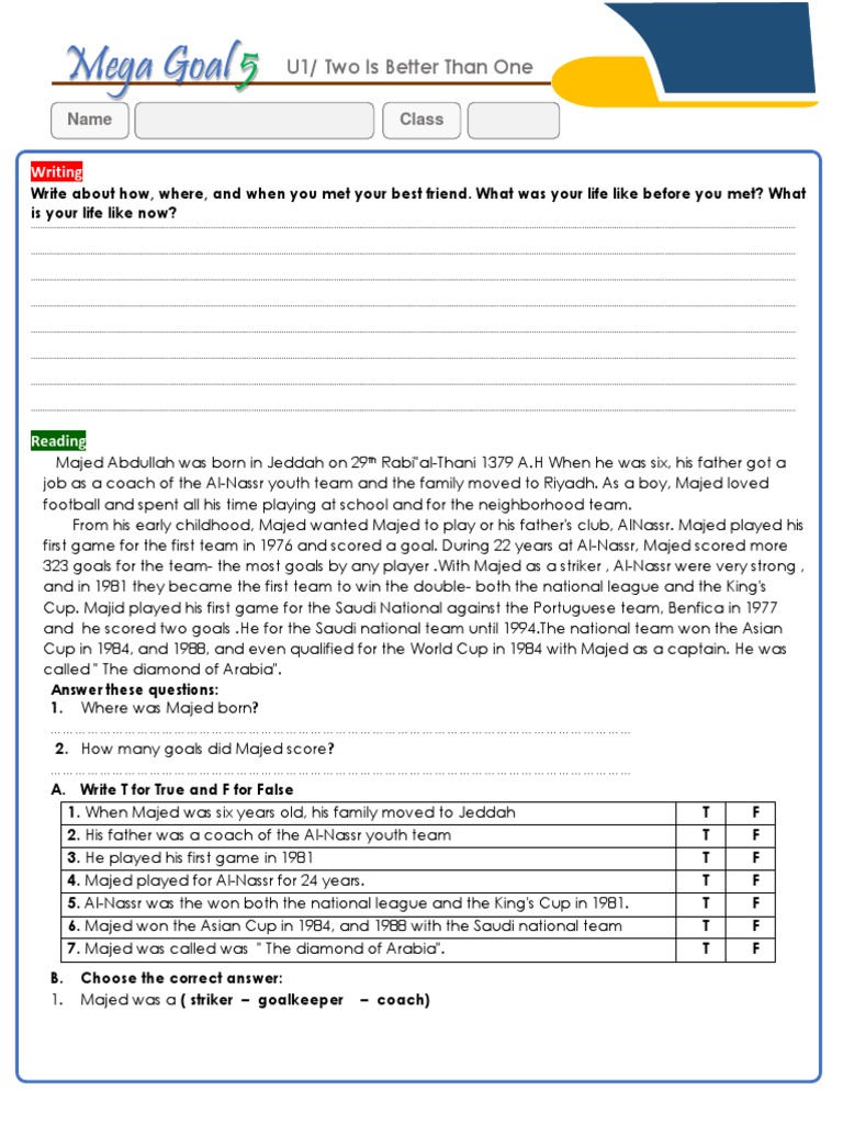Mega Goal 5 2units Worksheet | PDF | Great Expectations