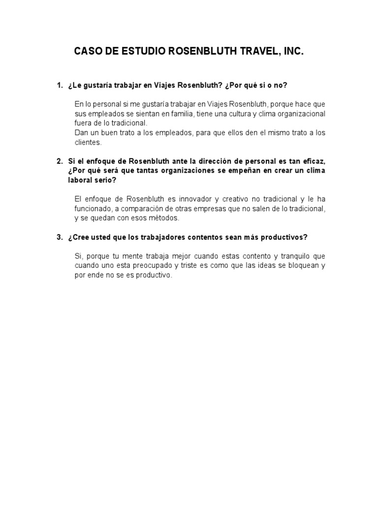 Caso de Estudio Rosenbluth Travel | PDF