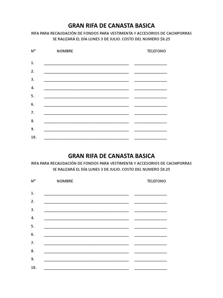 Gran Rifa de Canasta Basica | PDF | Finanzas y dinero