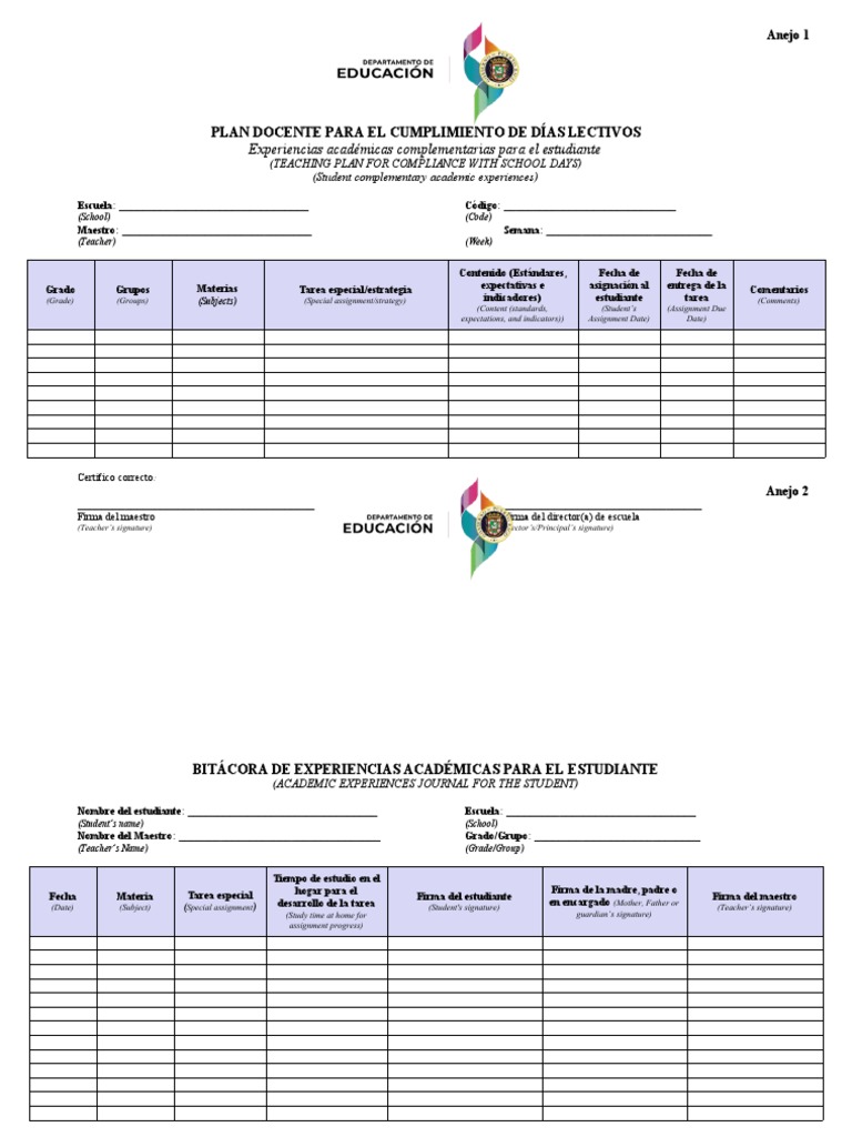 Plan Docente para El Cumplimiento de Días Lectivos | PDF