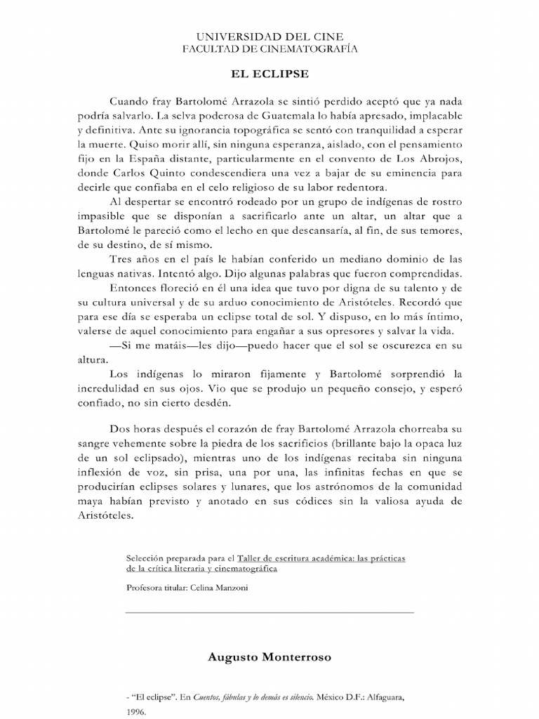 El Eclipse - Augusto Monterroso | PDF