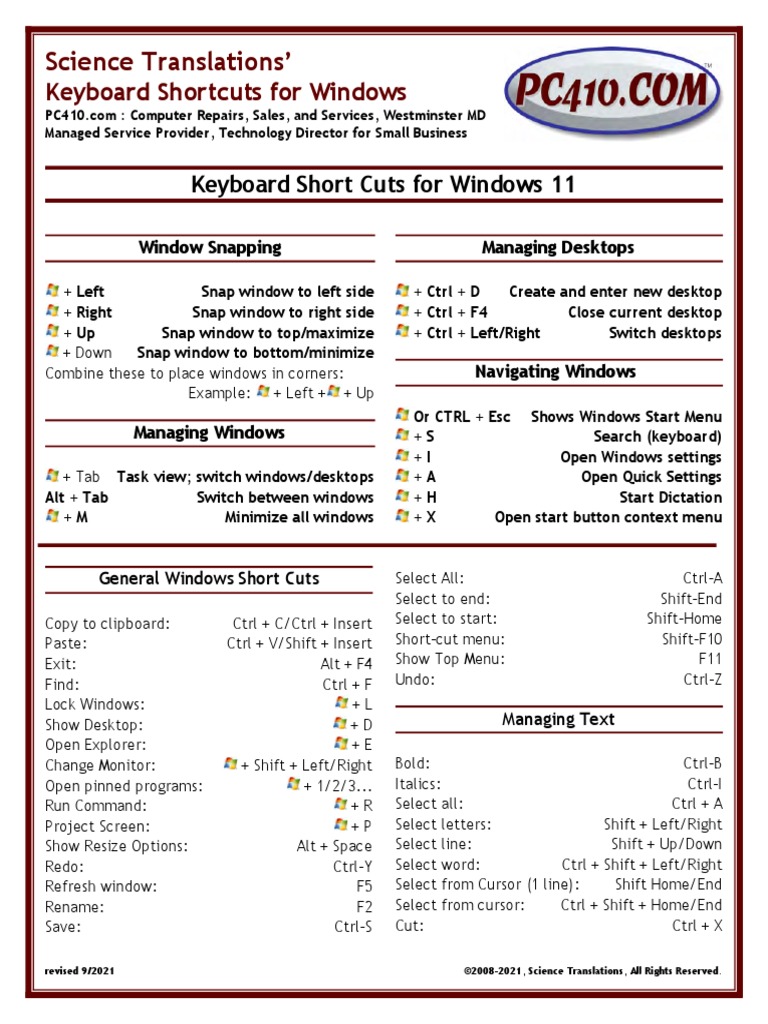 Keyboard Shortcuts Microsoft - Windows - 11 | PDF | Computer Keyboard ...