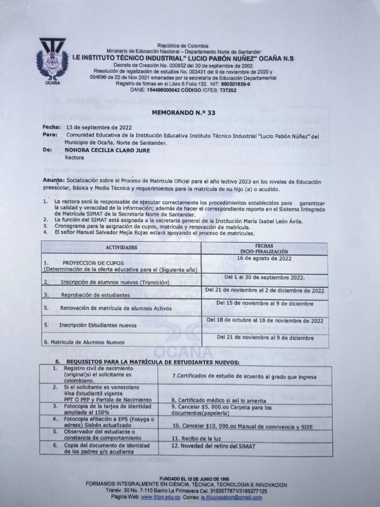 Formato de memorando | PDF