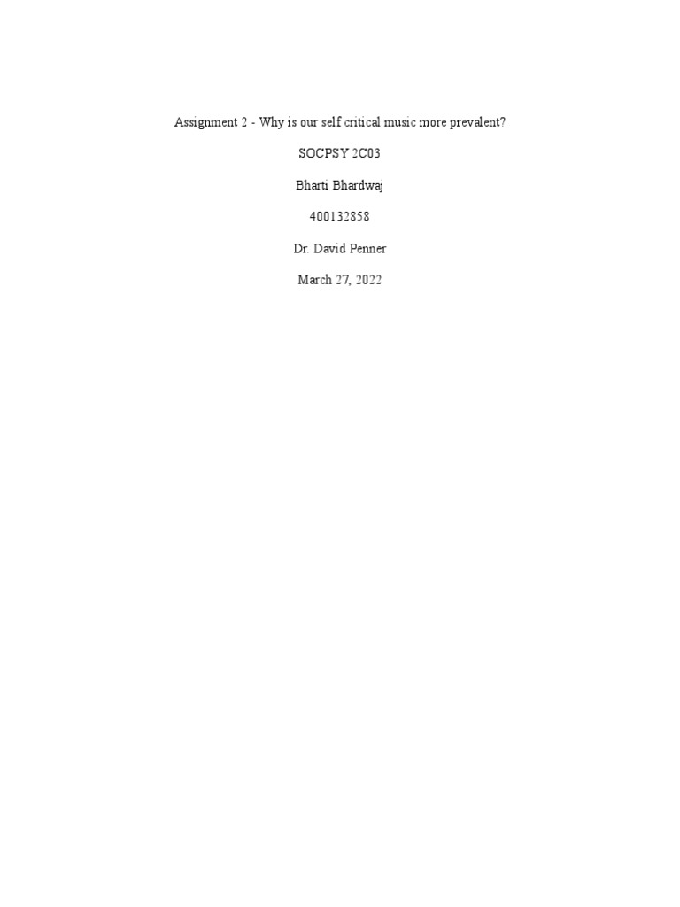 1finalupdatedFinal Reflection - Assignment 2 - SOCPSY 2C03 (1) | PDF ...