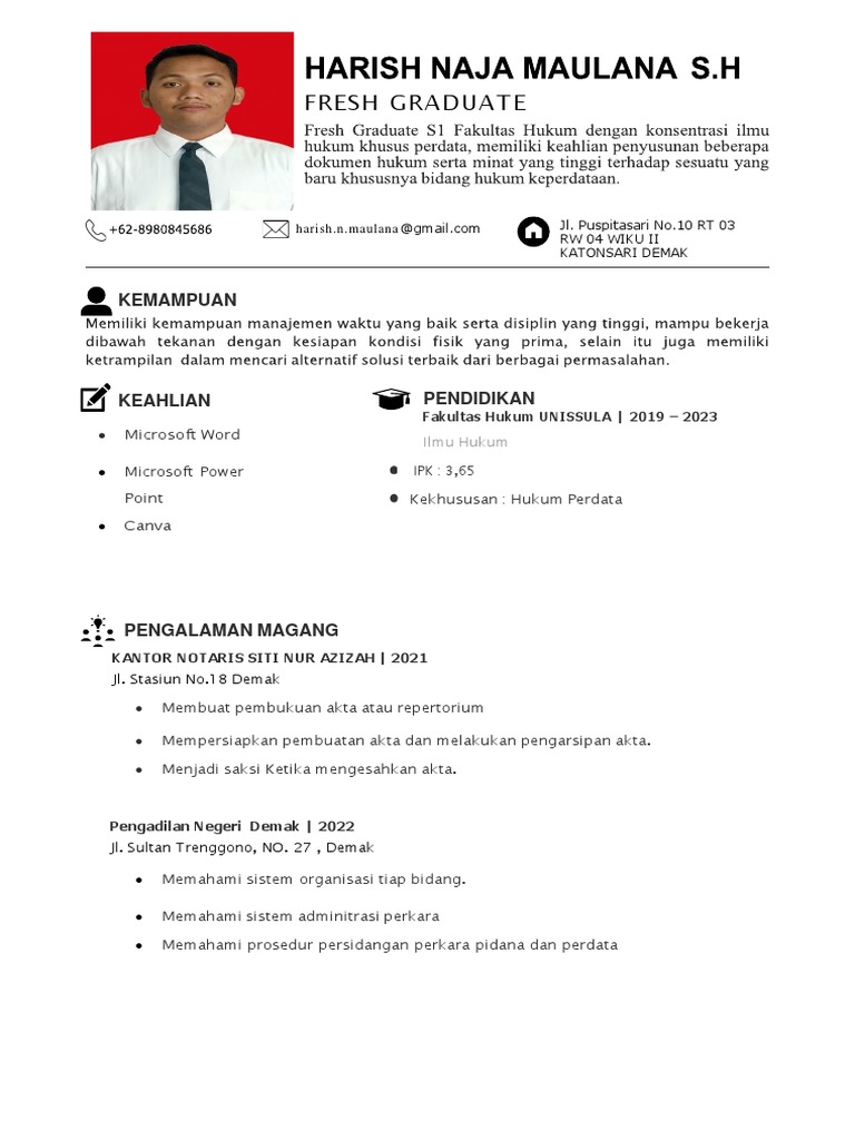 CV Harish Naja Maulana Terbaru | PDF