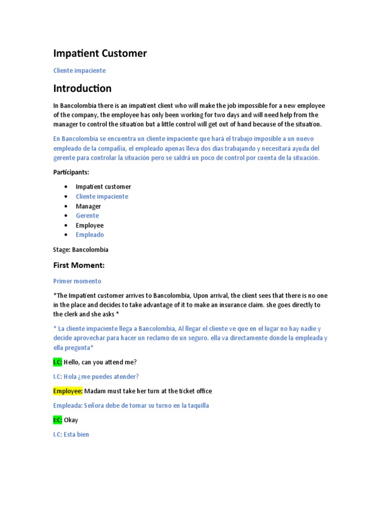 Impatient Customer | PDF
