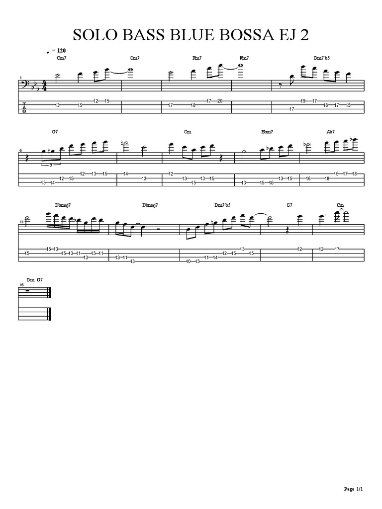 Solo Bass Blue Bossa EJ 2 Sheet Music | PDF