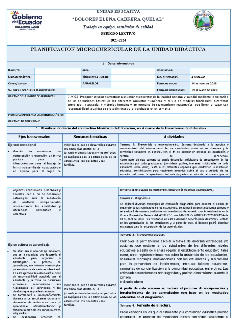 PLAN MICROCURRICULAR 2023-2024 | PDF | Aprendizaje | Evaluación